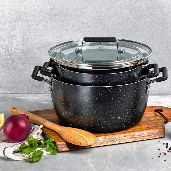 Granitestone Nesting 6 Piece Cooking Pots Set, Kitchen Pots, Non Stick ...